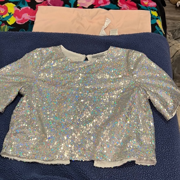 Tops | Silver Sequin Top | Poshmark